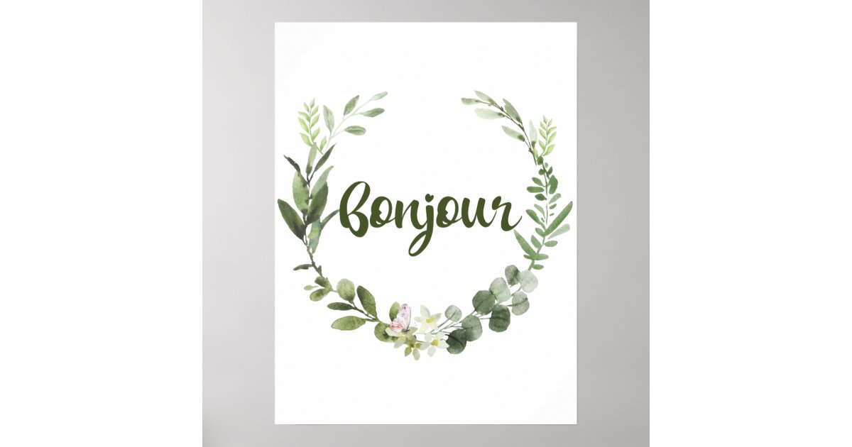 Bonjour Hello French Poster | Zazzle