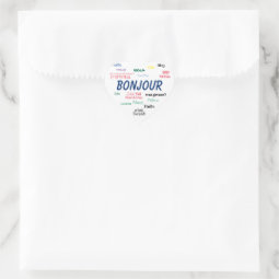 Bonjour Hello Languages World Travel Colorful Heart Sticker | Zazzle