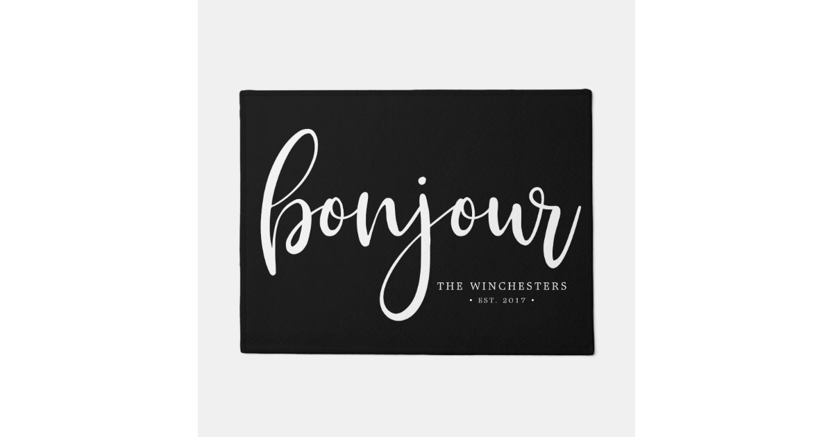 Bonjour (With Name) Doormat | Zazzle
