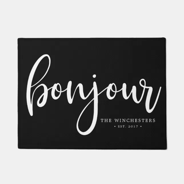 Bonjour (With Name) Doormat | Zazzle