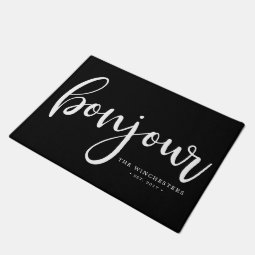 Bonjour (With Name) Doormat | Zazzle