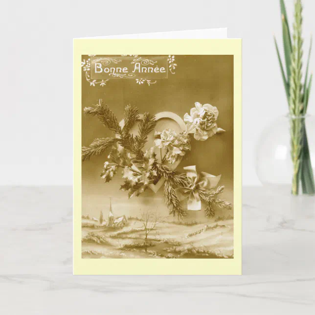 Bonne Annee New Year French 1913 Vintage Holiday Card | Zazzle