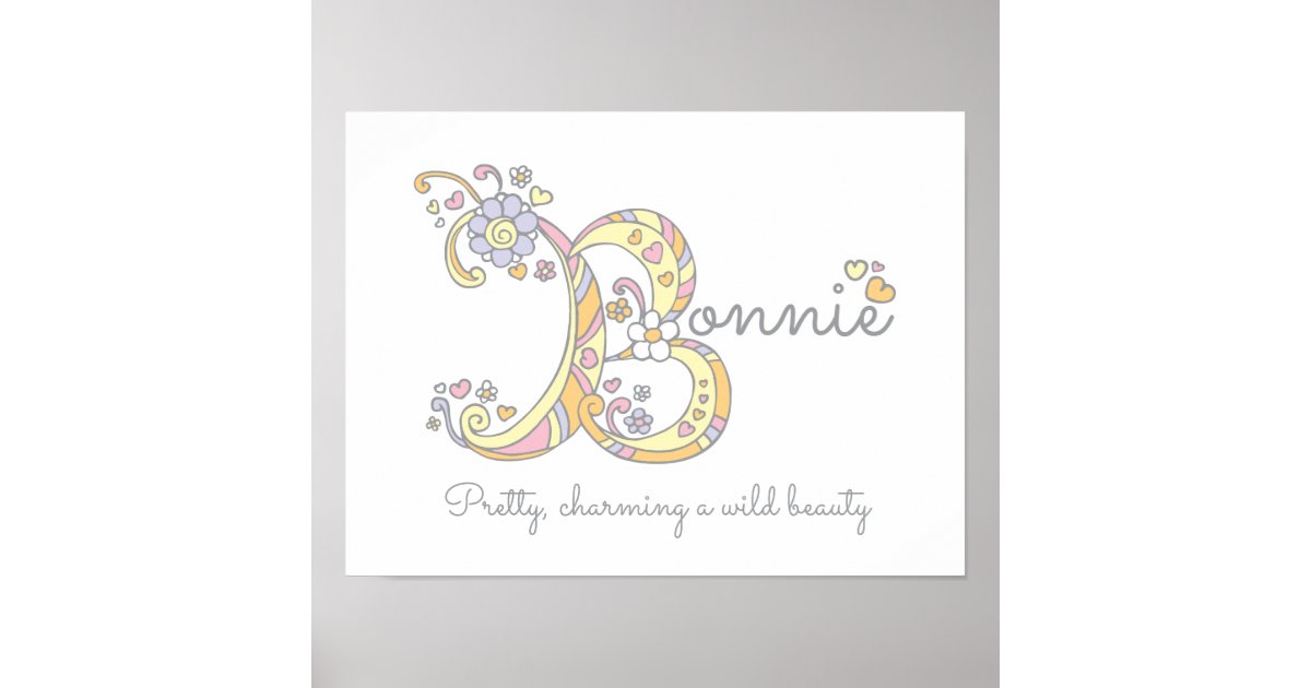 Bonnie B initial doodle art name meaning Poster | Zazzle