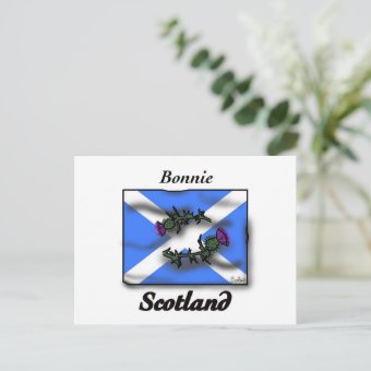 Bonnie Scotland thistle flag Postcard | Zazzle