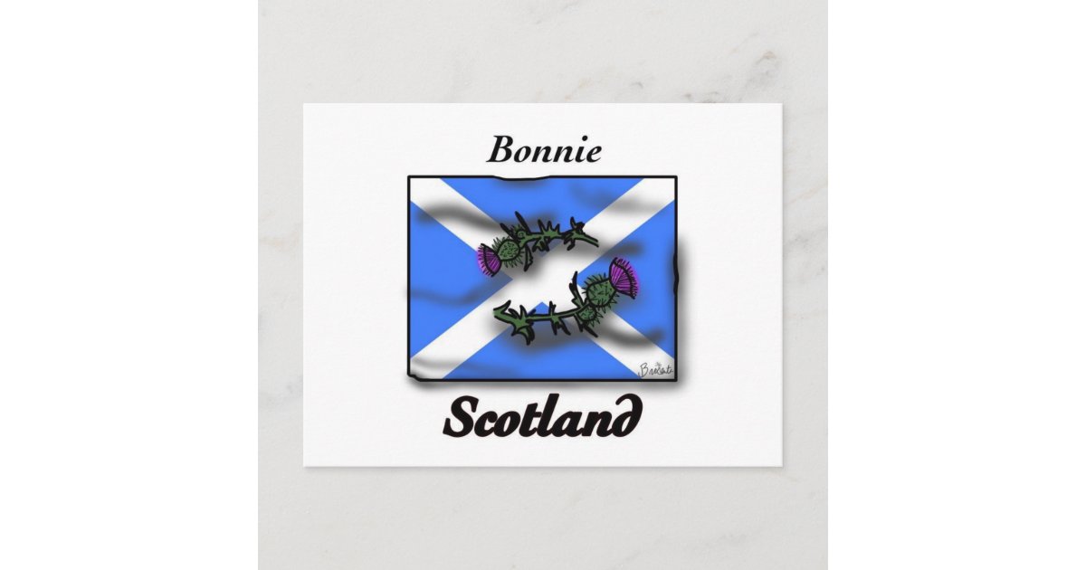 Bonnie Scotland thistle flag Postcard | Zazzle