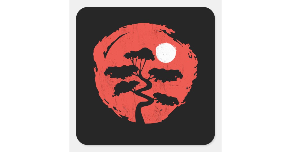 Bonsai Tree Japanese Zen Master Buddhist Square Sticker | Zazzle