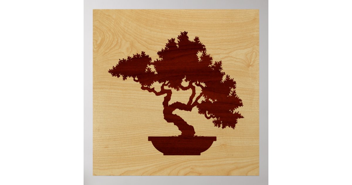 Bonsai Tree - wood inlay. Poster | Zazzle
