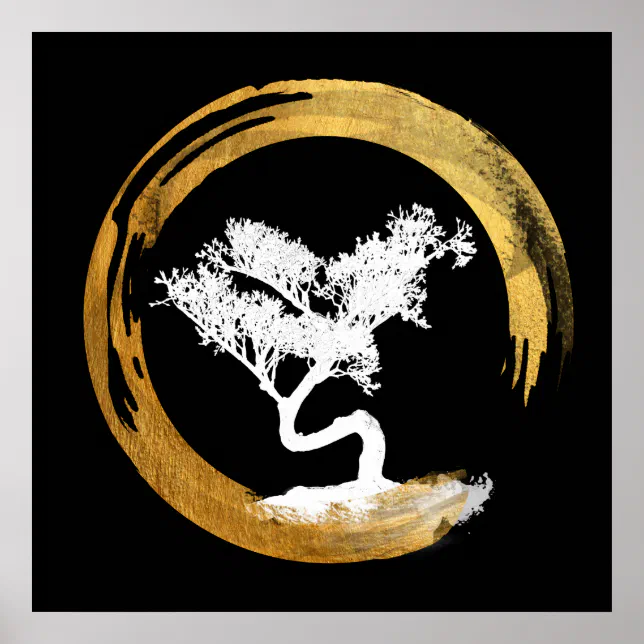 Bonsai Tree. Zen Enso Circl. Feng Shui Calligraphy Poster | Zazzle