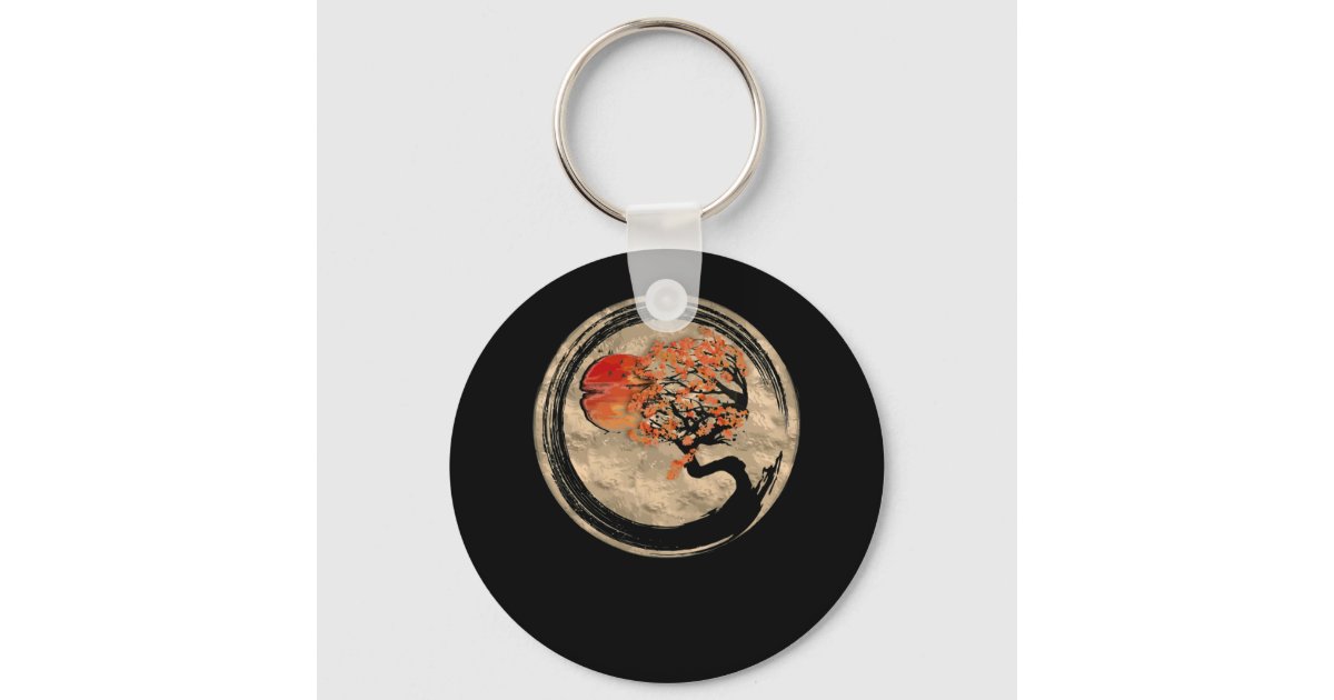 Bonsai Zen Buddhist Enso Circle Tree In Japanese Keychain | Zazzle