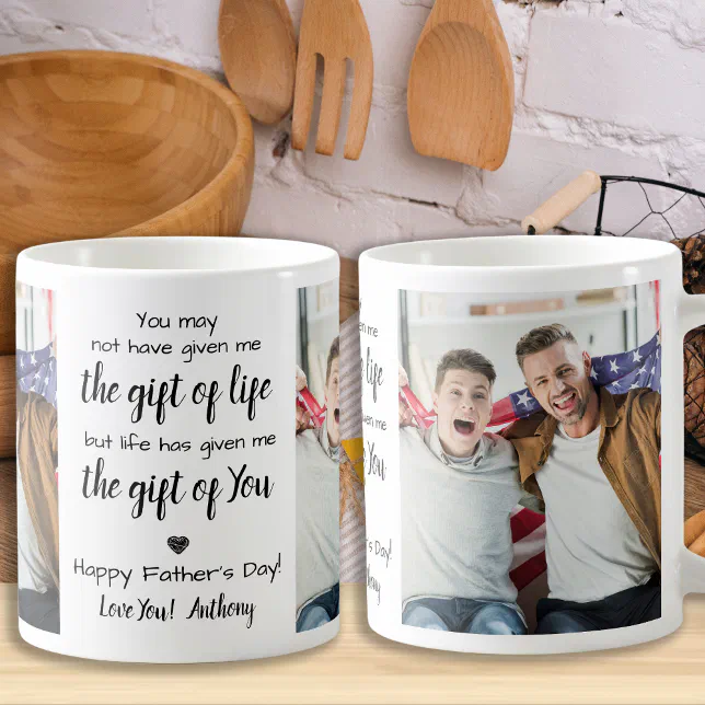 BONUS DAD Custom 2 Photo Step Dad Father's Day Coffee Mug | Zazzle