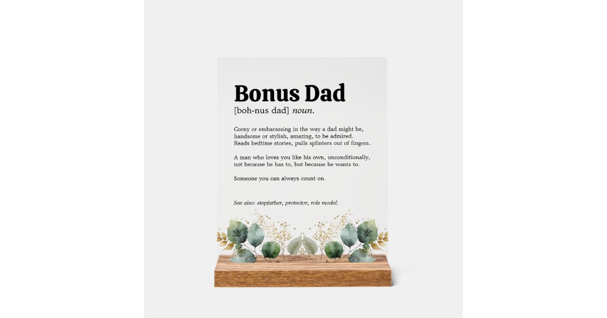Bonus Dad Definition Acrylic Sign | Zazzle