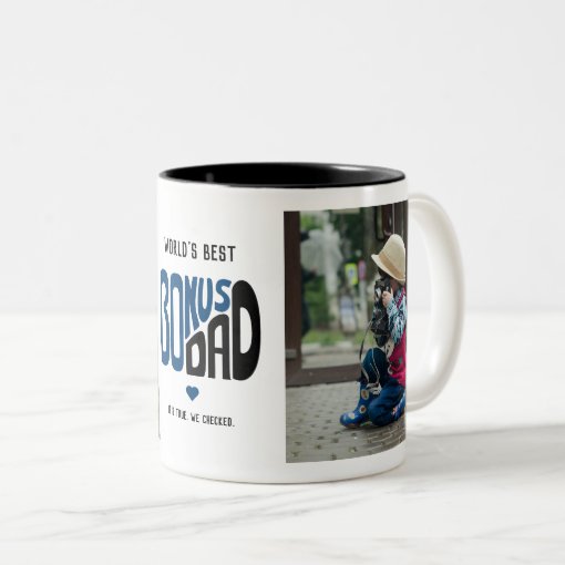 Bonus Dad Photo Type Design Two-Tone Coffee Mug | Zazzle