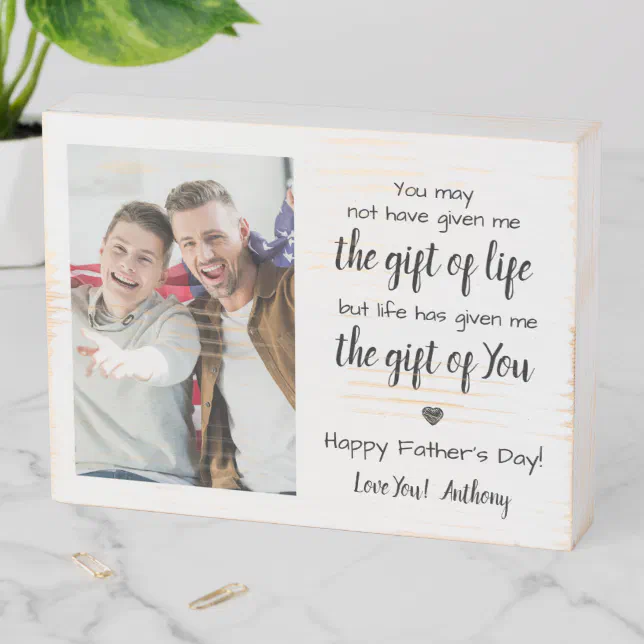 BONUS DAD Poem Personalized Photo Father's Day Wooden Box Sign | Zazzle