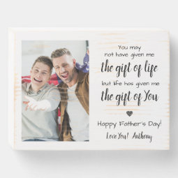 BONUS DAD Poem Personalized Photo Father's Day Wooden Box Sign | Zazzle