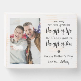 BONUS DAD Poem Personalized Photo Father's Day Wooden Box Sign | Zazzle