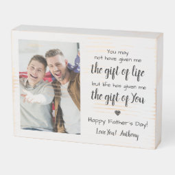 BONUS DAD Poem Personalized Photo Father's Day Wooden Box Sign | Zazzle