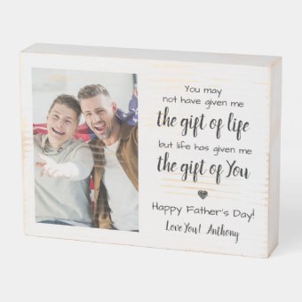 BONUS DAD Poem Personalized Photo Father's Day Wooden Box Sign | Zazzle