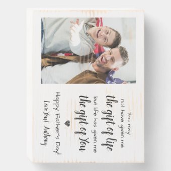 BONUS DAD Poem Personalized Photo Father's Day Wooden Box Sign | Zazzle