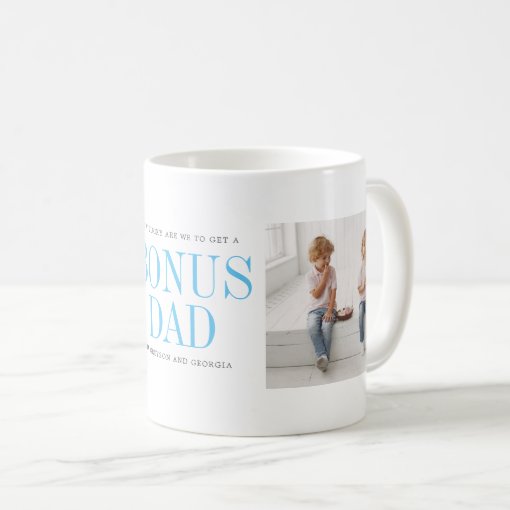 "Bonus Dad" Step Dad | Two Photo Collage Coffee Mug | Zazzle