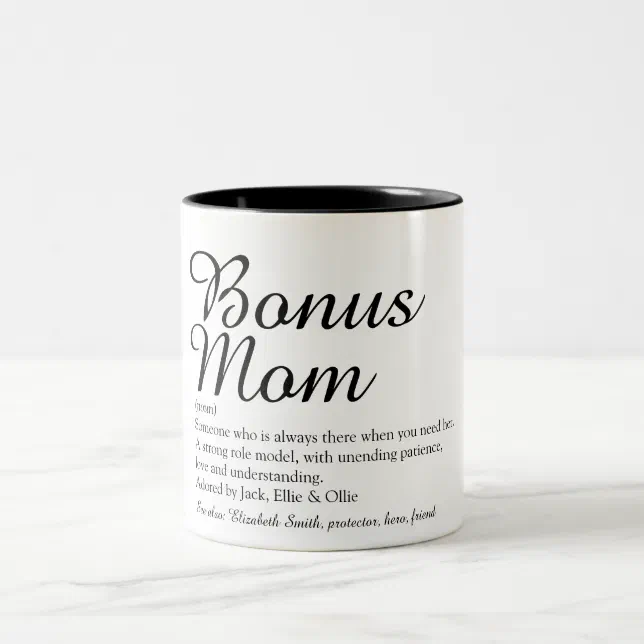 Bonus Mom Definition Quote Fun Stylish Two-Tone Coffee Mug | Zazzle