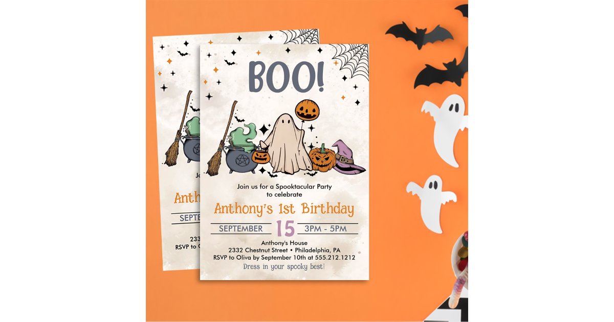 Boo! 1st Birthday Party Halloween Invitation | Zazzle