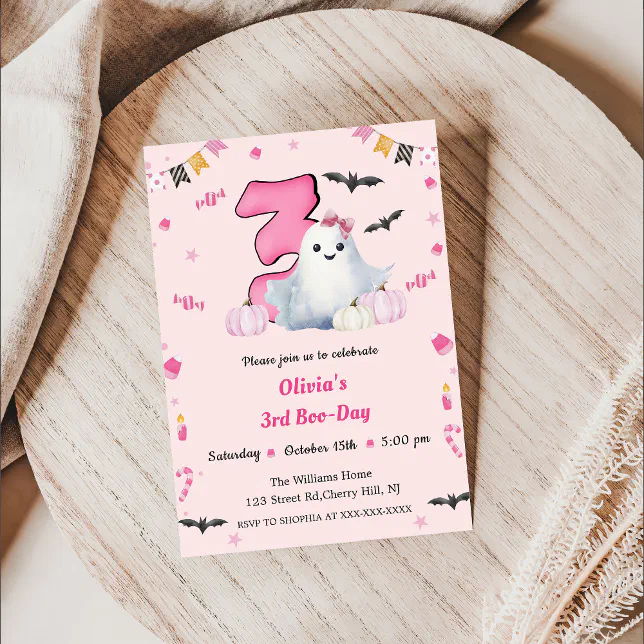 Boo 3rd Birthday Invitation | Zazzle