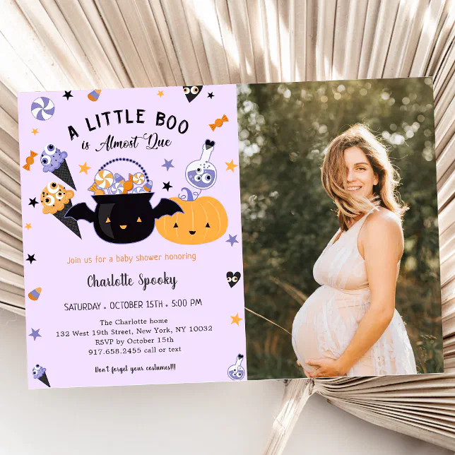 Boo Baby Shower A Little Boo Is Almost Due Photo Invitation | Zazzle
