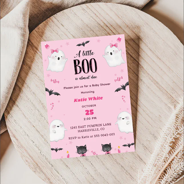 Boo Baby Shower Our Little Boo Is Almost Due Invitation | Zazzle