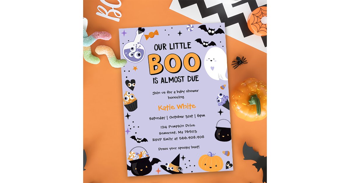 Boo Baby Shower Our Little Boo Is Almost Due Invitation | Zazzle