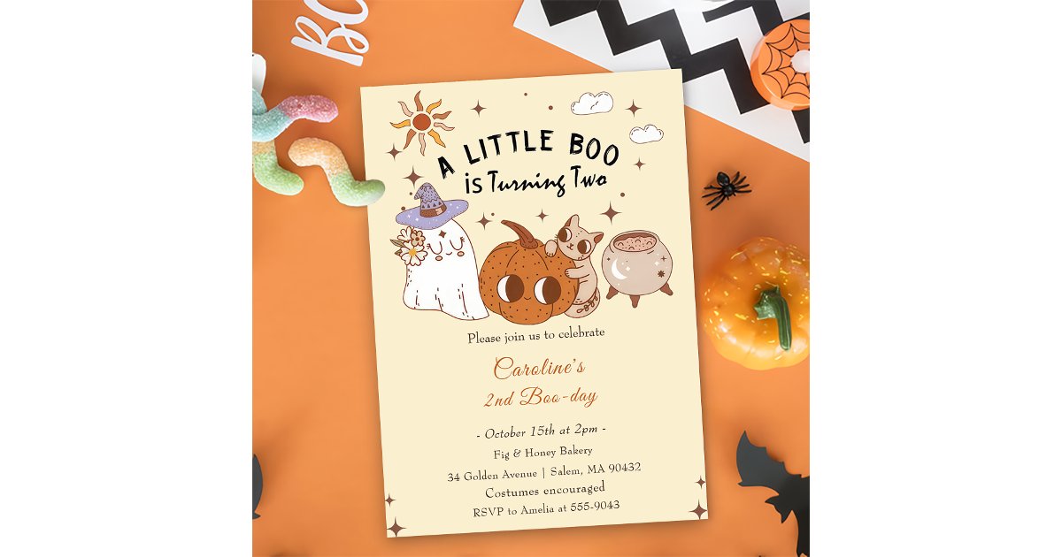 Boo Birthday A Little Boo Is Turning Two Invitation | Zazzle
