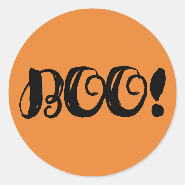 BOO! Black Halloween Party Trick or Treat Favor Classic Round Sticker ...