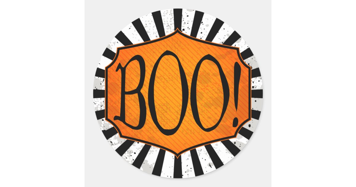 BOO! Black White & Orange Halloween Stickers | Zazzle