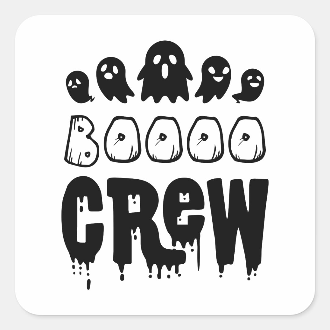 Boo Crew Halloween Gift Square Sticker | Zazzle