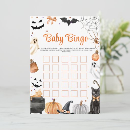 Boo Cute Ghost Halloween Party Baby Bingo Games Invitation | Zazzle