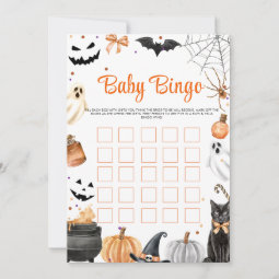 Boo Cute Ghost Halloween Party Baby Bingo Games Invitation | Zazzle