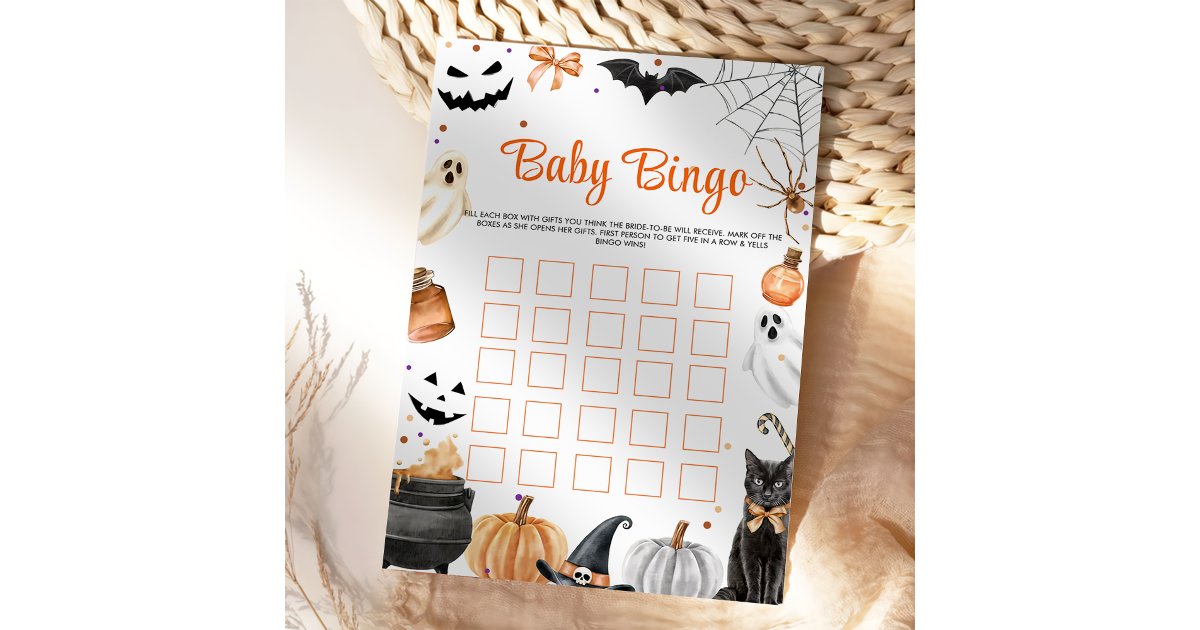 Boo Cute Ghost Halloween Party Baby Bingo Games Invitation | Zazzle