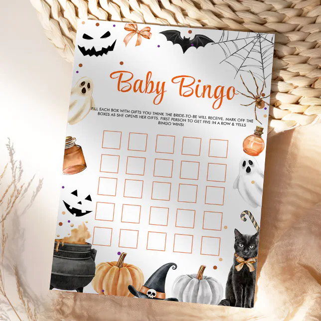 Boo Cute Ghost Halloween Party Baby Bingo Games Invitation | Zazzle