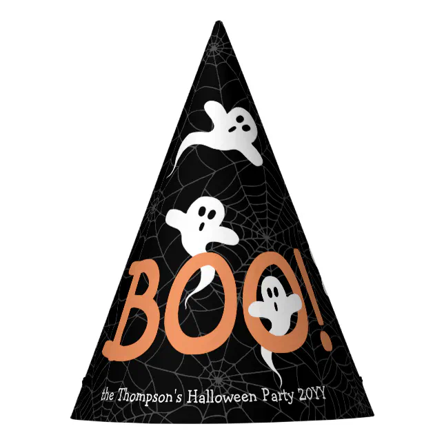 BOO! Cute Spooky Ghost Trick or Treat or Halloween Party Hat | Zazzle