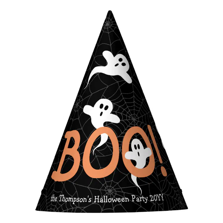 BOO! Cute Spooky Ghost Trick or Treat or Halloween Party Hat | Zazzle
