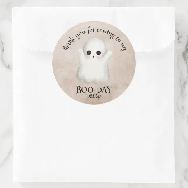 Boo Day Kawaii Ghost Halloween Birthday Classic Round Sticker | Zazzle