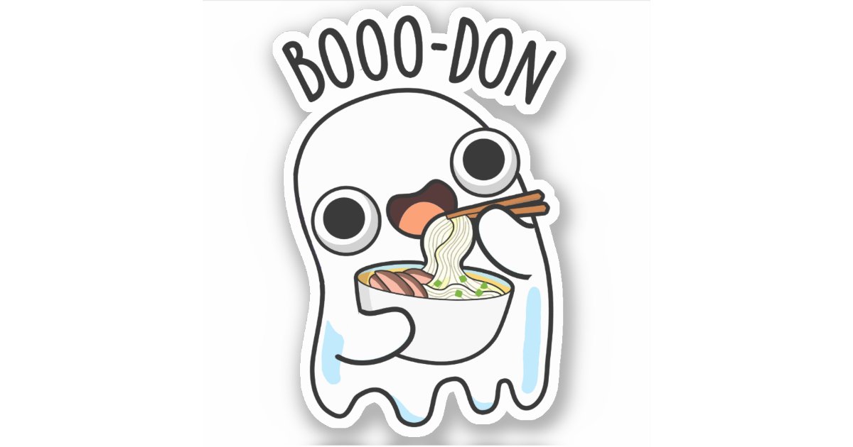 Boo-don Funny Ghost Udon Pun Sticker | Zazzle