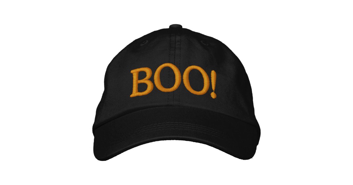 BOO! EMBROIDERED BASEBALL CAP | Zazzle