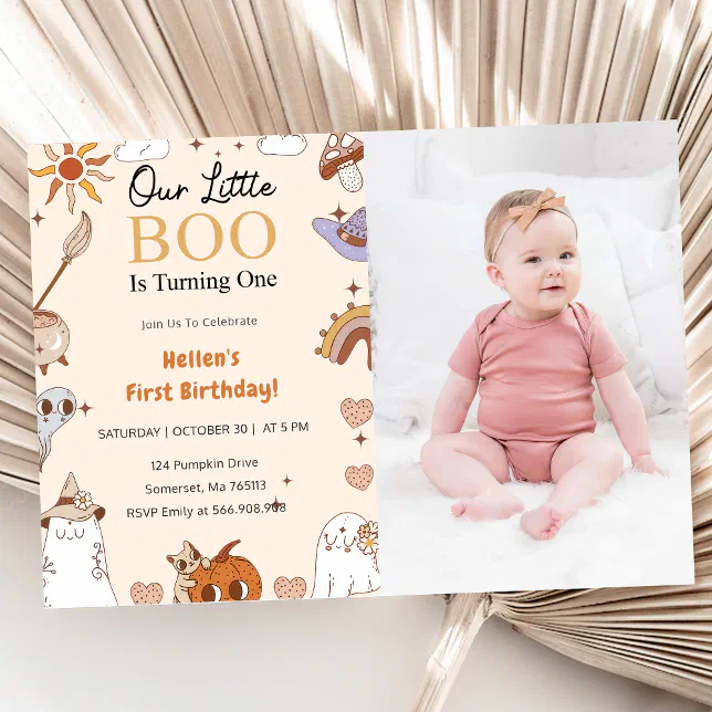 Boo First Birthday Our Little Boo Is Turning One Invitation | Zazzle