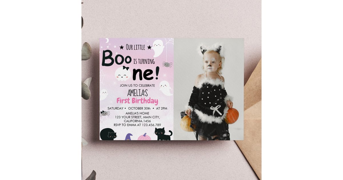 Boo Ghost 1st Birthday Invitation | Zazzle