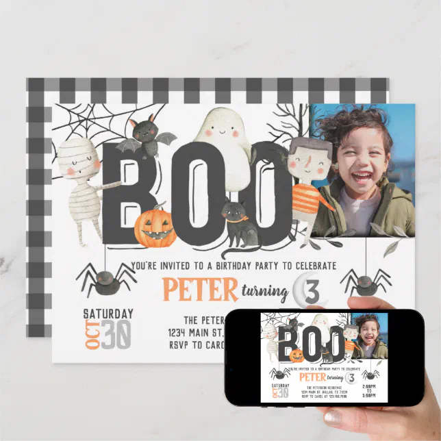 Boo Ghost Halloween Birthday Party Invitation | Zazzle