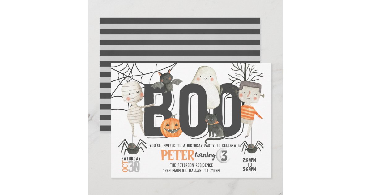 Boo Ghost Halloween Birthday Party Invitation | Zazzle