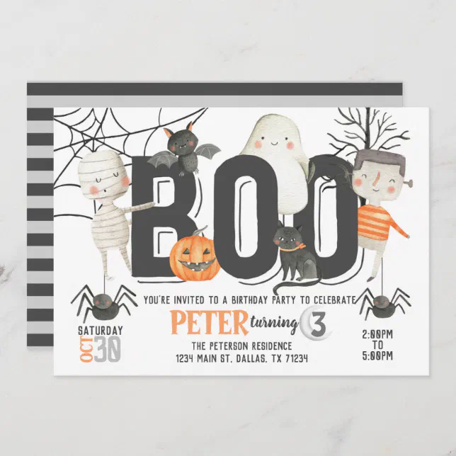 Boo Ghost Halloween Birthday Party Invitation | Zazzle
