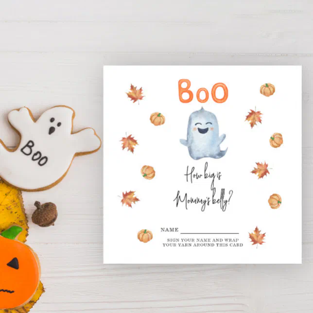 Boo! Ghost - how big is mommy's belly Enclosure Card | Zazzle