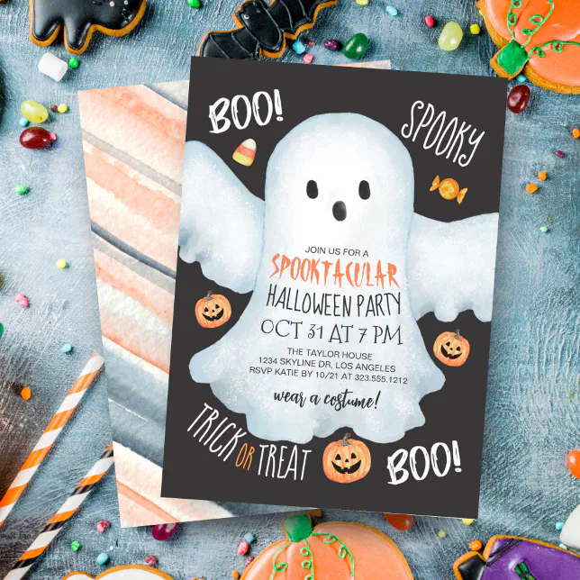 Boo Ghost Jack O'Lantern Spooktacular Halloween Invitation | Zazzle
