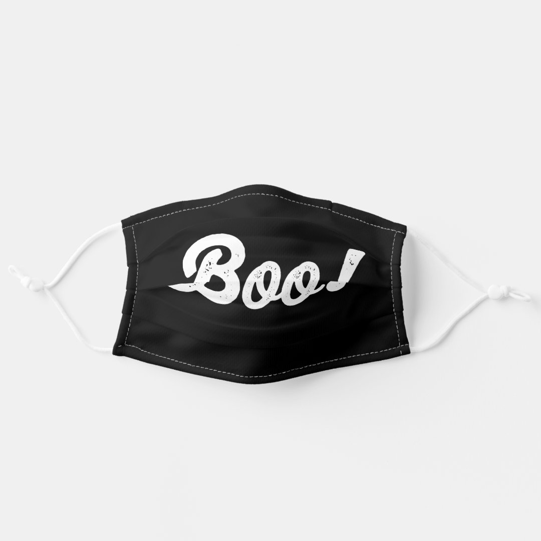 BOO! GHOSTLY ADULT CLOTH FACE MASK | Zazzle